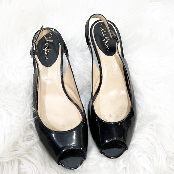 Cole Haan | Shoes | Cole Haan Nike Air Patent Leather Peep Toe ...